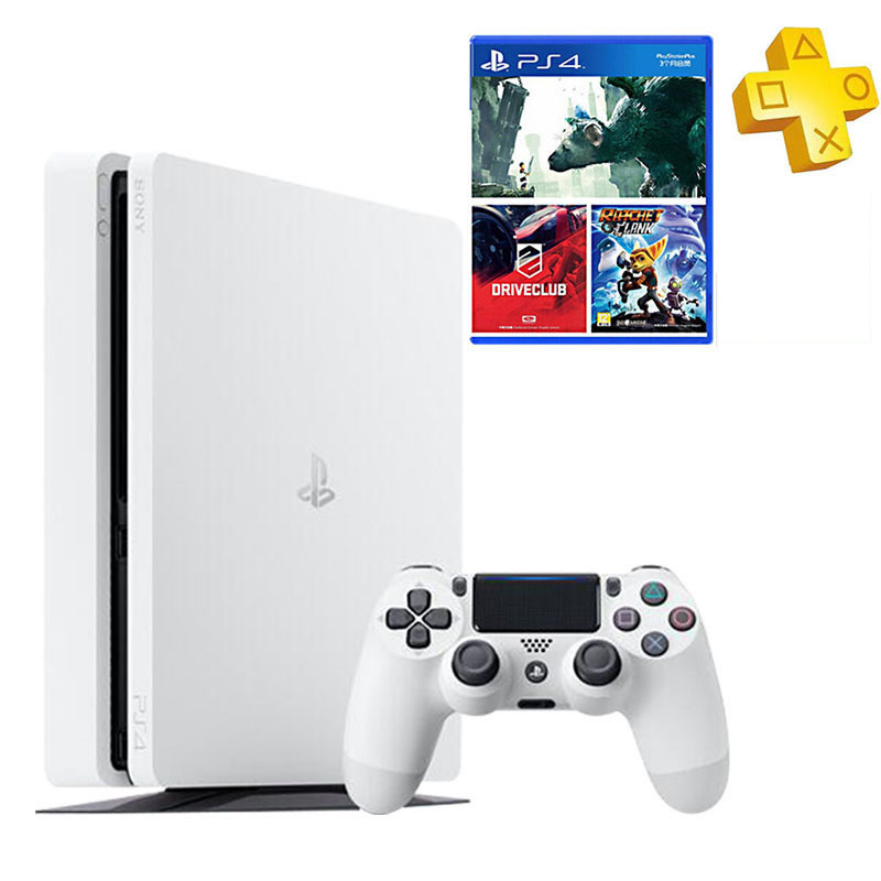 索尼(SONY)游戏机. 索尼（SONY）【新PS4国行游戏主机】PS4 slim 白色500G送最后的守护者+驾驶俱乐部+瑞奇与叮当+会员 ...